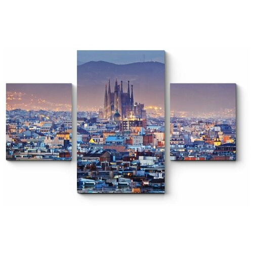 Модульная картина Величественная Барселона в сумерках80x52