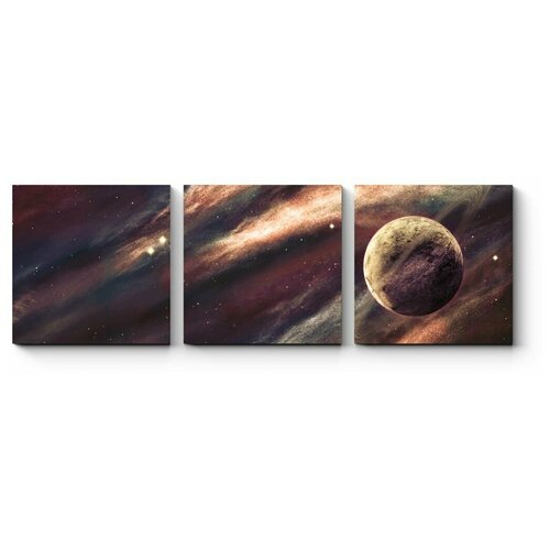 Модульная картина Туманность и планеты 120x40