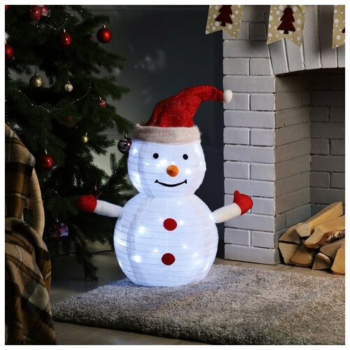 Luazon Lighting Светодиодная фигура «Снеговик» 35 × 70 × 35 см, металл, текстиль, 220 В, свечение белое