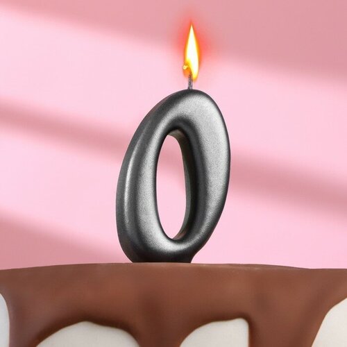 Свеча в торт "Овал" , цифра 0 , мокрый асфальт, 7.8 см