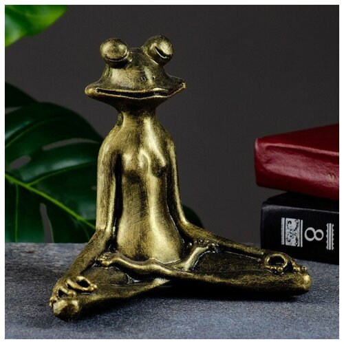 Хорошие сувениры Фигура "Лягушка йог в позе лотоса" 16х16х6см, золото