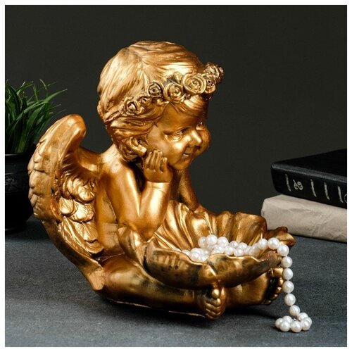 Хорошие сувениры Фигура - подсвечник "Ангел с кувшинкой" 23х23х27см бронза