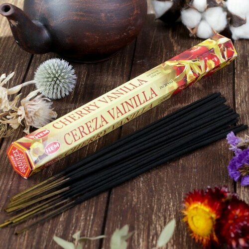 Благовония "HEM Cherry Vanilla" (Ванильная вишня), шестигранник, 20 палочек, 2 штуки