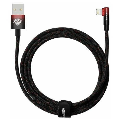 Кабель USB BASEUS MVP 2 Elbow-shaped Fast Charging, USB - Lightning, 2.4А, 2 м, черно-красный, угловой