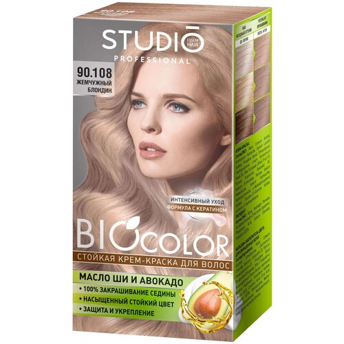 Essem Hair Studio Professional BioColor стойкая крем-краска для волос, 90.108 жемчужный блондин, 115 мл