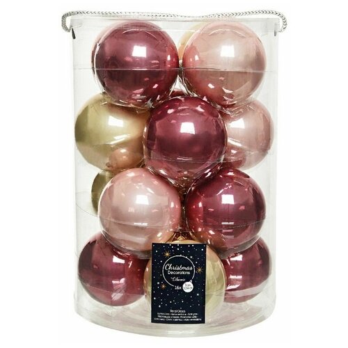 Набор стеклянных шаров Коллекция романтика заката, эмаль, 80 мм, 16 шт, Kaemingk (Decoris) 140793