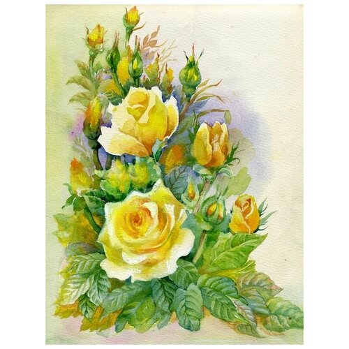 Постер на холсте Желтые розы (Yellow roses) 40см. x 53см.