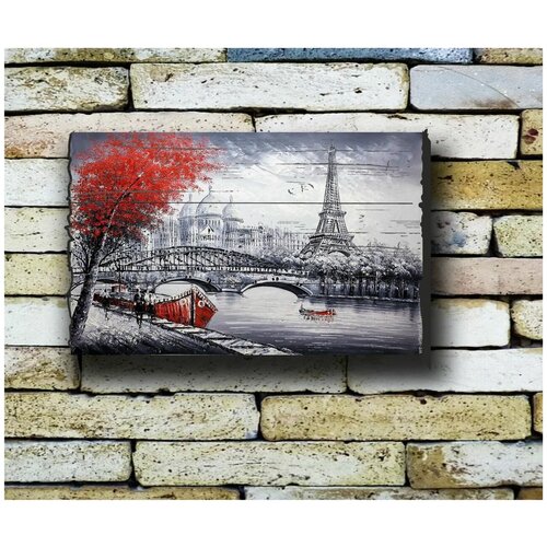 Картина на досках 'Париж. Эйфелева Башня " 50/35 см