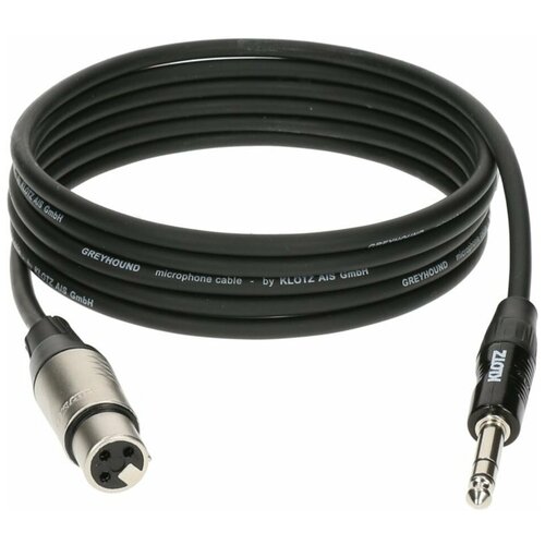 KLOTZ GRG1FP03.0 GREYHOUND готовый микрофонный кабель, разъемы Klotz XLR мама - Stereo Jack, длина 3 м