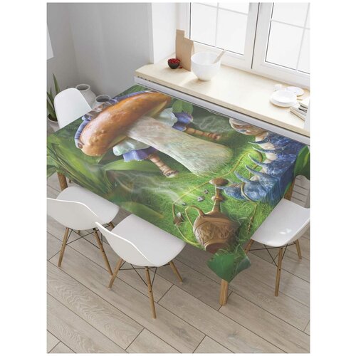 Скатерть прямоугольная JoyArty на кухонный стол "Алиса на грибе" из оксфорда, 120x145 см