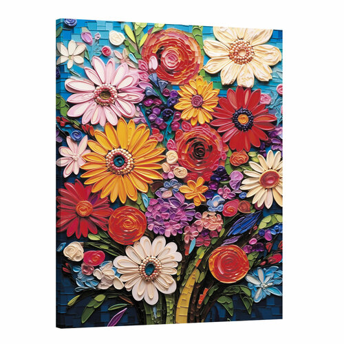 Интерьерная картина 50х70 "Цветочная мозаика"