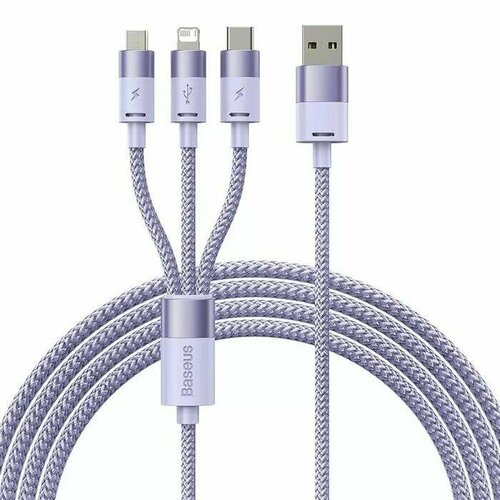 USB-кабель 3 в 1 Baseus StarSpeed Series, USB-C + Micro + Lightning 3,5A, 1,2 м (фиолетовый)