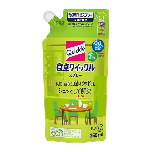 KAO QUICKLE Спрей-пенка для уборки помещений с антибактериальным эффектом, аромат зеленого чая, сменная упаковка 250мл