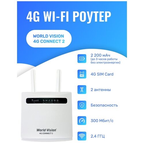 Роутер Wi-fi двух диапазонный беспроводной маршрутизатор с внешними антеннами World Vision 4G CONNECT 2