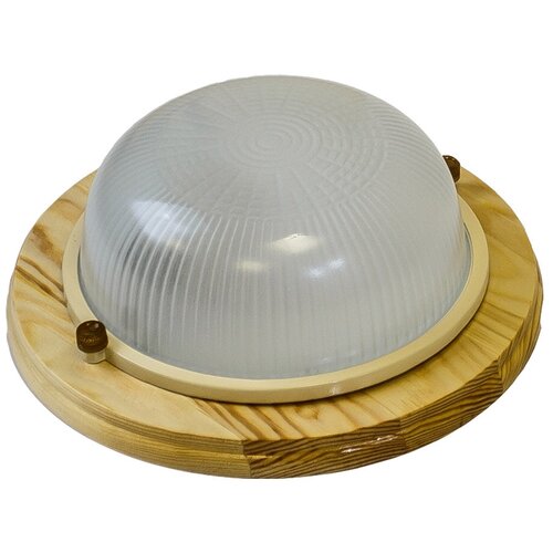 Настенно-потолочный светильник НБО 03-60-011 в форме круга, цвет коричневый, мощность 60 Вт, степень защиты IP54, цоколь E27, основание дерево