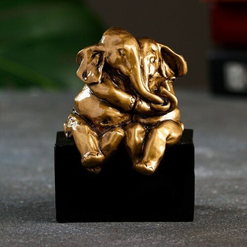 Хорошие сувениры Фигура "Пара слоников" золото, 7,5х6х10см