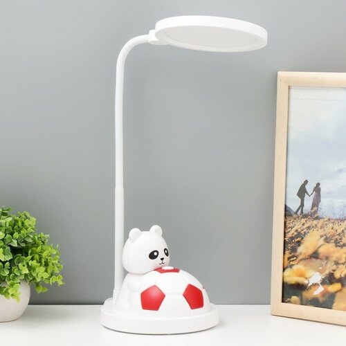 RISALUX Настольная лампа "Мишка с мячом" LED бело-красный 14х15х48 см RISALUX