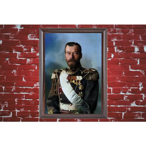 Портрет Российского Императора Николая Второго, на холсте 21х30 см в рамке