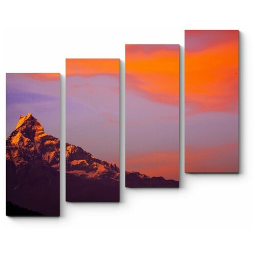 Модульная картина Оранжевый закат над гималайскими горами 110x95