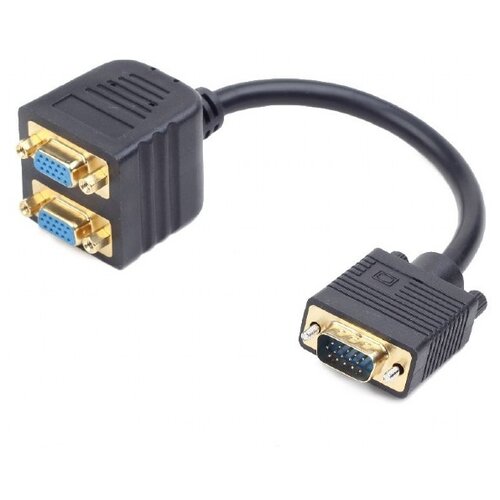 Разветвитель Cablexpert VGA 2x HD15F - VGA HD15M (CC-VGAX2-20CM), 0.2 м, 1 шт., черный