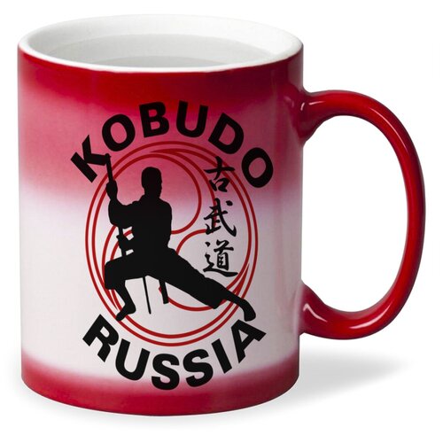 Кружка хамелеон красный CoolPodarok Kobudo Russia (кобудо)