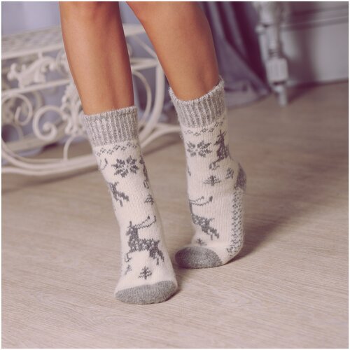Носки Бабушкины носки, размер 35-37, серый, белый