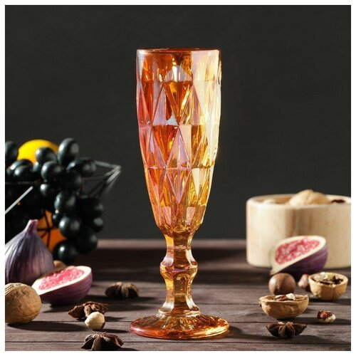 Бокал стеклянный для шампанского Magistro «Круиз», 160 мл, 7×20 см, цвет янтарный