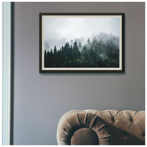 Постер Мистический лес с туманом в горах 40х30 см в тубусе ПолиЦентр