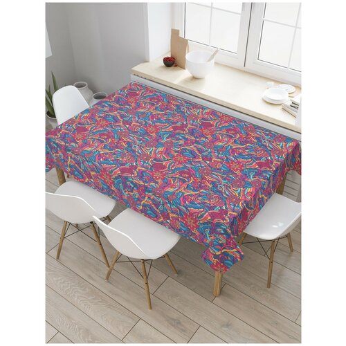 Скатерть прямоугольная JoyArty на кухонный стол "Абстрактные цветы" из оксфорда, 180x145 см