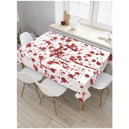 Скатерть прямоугольная JoyArty на кухонный стол "Кровавые следы" из оксфорда, 120x145 см