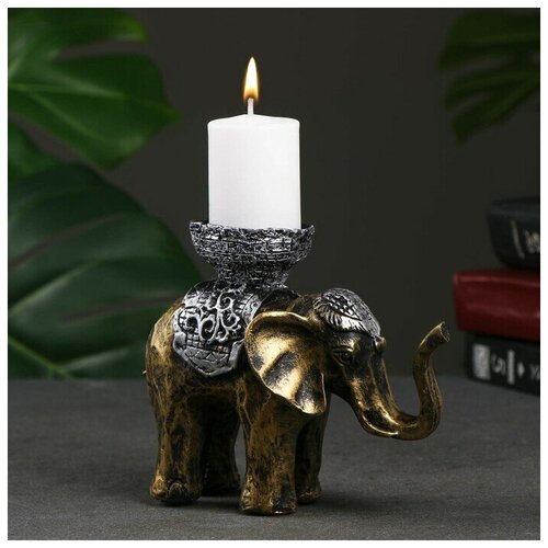 Подсвечник "Слон" золотой для свечи