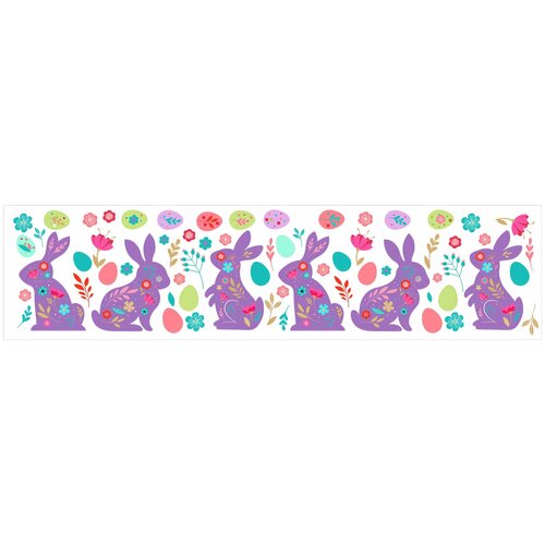 Наклейка декоративная ART "Пасхальные кролики", 100х30 см, НД270 ПВХ