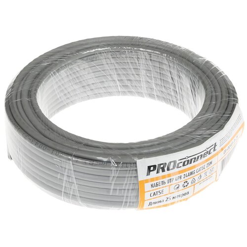 Кабель информационный UTP 4PR 24AWG Cat.5e, CCA PROconnect (бухта 25м) {01-0043-3-25}