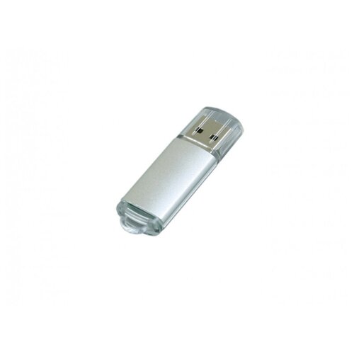 Металлическая флешка с прозрачным колпачком (128 Гб / GB USB 2.0 Серебро/Silver 018)