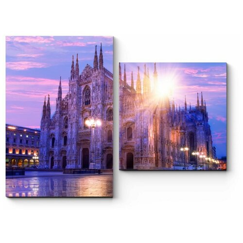 Модульная картина Миланский собор в лучах закатного солнца 130x98