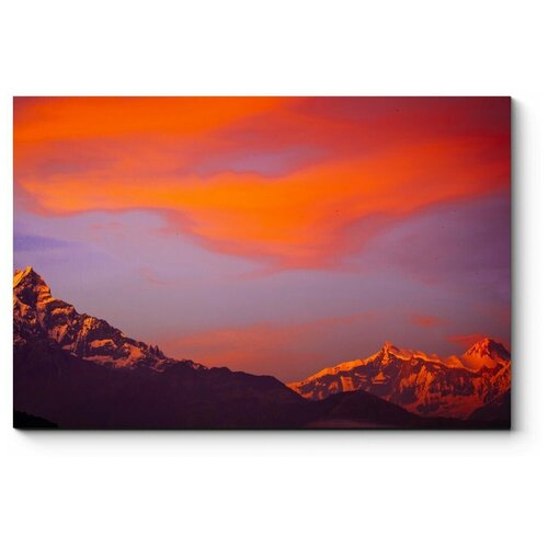 Модульная картина Оранжевый закат над гималайскими горами 60x40