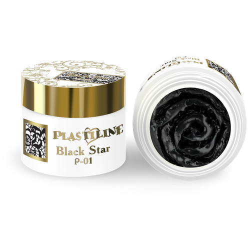 Гель-пластилин для лепки на ногтях, гель для дизайна, цвет черный P-01 Black Star, 5 мл.