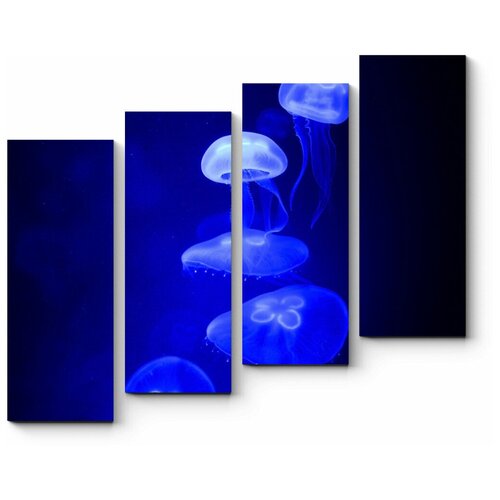 Модульная картина Медузы плывущие к свету 140x121