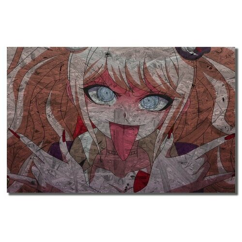 Картина интерьерная на рельефной доске, рисунок аниме ахегао девушка Данганронпа - 6696 Г