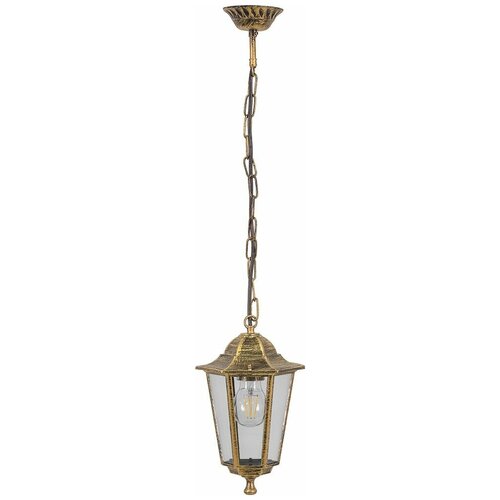 Feron Уличный подвесной светильник 6105 11133, E27, 60 Вт, цвет арматуры: золотой, цвет плафона бесцветный