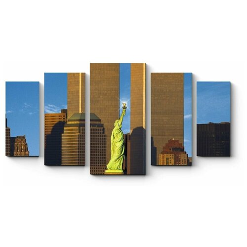 Модульная картина Всемирный торговый центр за Статуей Свободы160x88