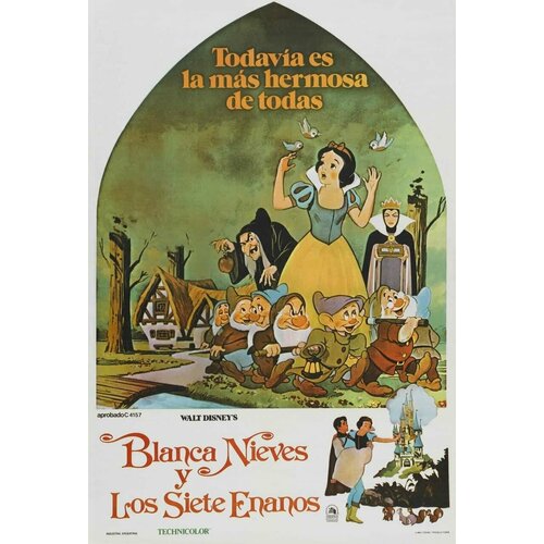 Плакат, постер на бумаге Белоснежка и семь гномов (Snow White and the Seven Dwarfs, 1937г). Размер 42 х 60 см