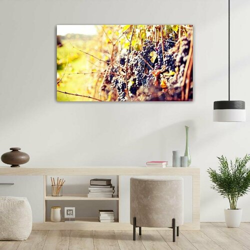 Картина на холсте 60x110 LinxOne "Виноград, grapes, лоза, осень" интерьерная для дома / на стену / на кухню / с подрамником