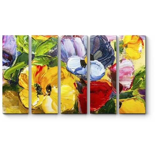 Модульная картина Яркие тропические цветы 190x114