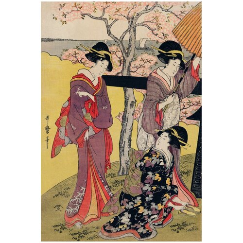 Постер / Плакат / Картина Цветение сакуры в Готеньяме 90х120 см в подарочном тубусе
