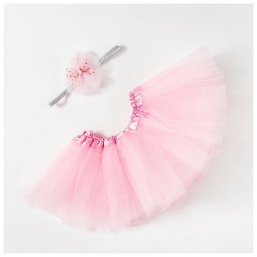 Набор Крошка Я "Любимый цветочек" юбка и повязка на голову 3-18 мес, розовый