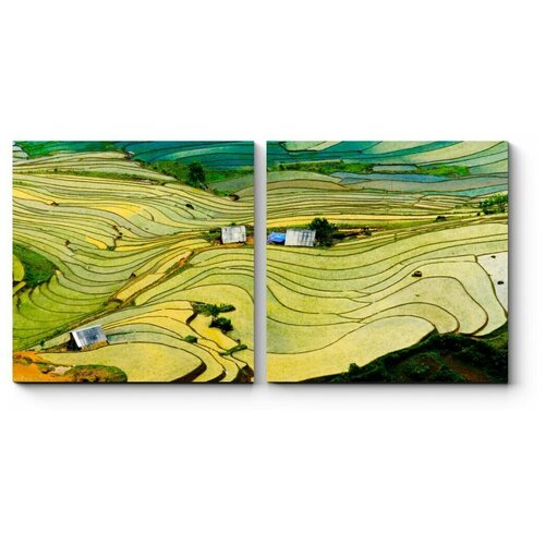 Модульная картина Рисовые поля в провинции Вьетнама140x70