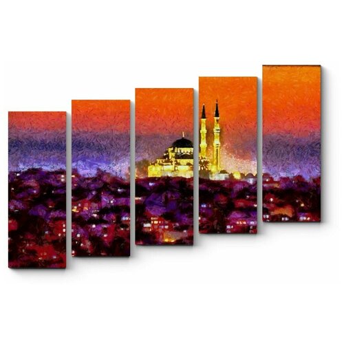Модульная картина Сияющий Стамбул ночью 140x98