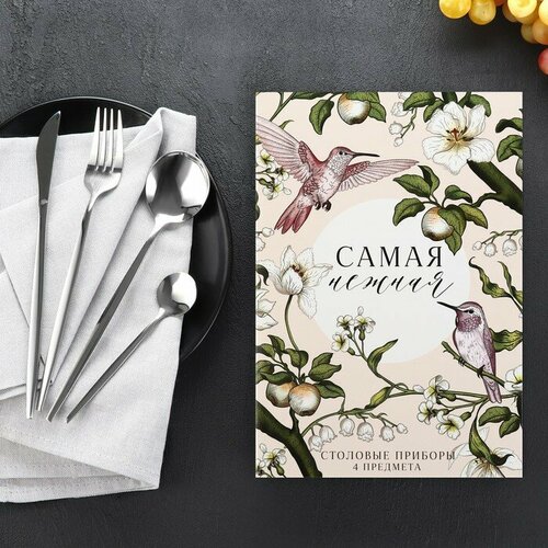 Набор столовых приборов «Самая нежная» , 4 предмета (комплект из 2 шт)