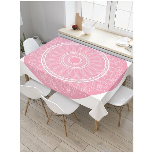 Скатерть прямоугольная JoyArty на кухонный стол "Орнаментальный диск" из оксфорда, 180x145 см